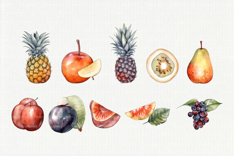 Watercolor Tropical Fruit Clipart Pack 4 Juicy Tropical - Etsy