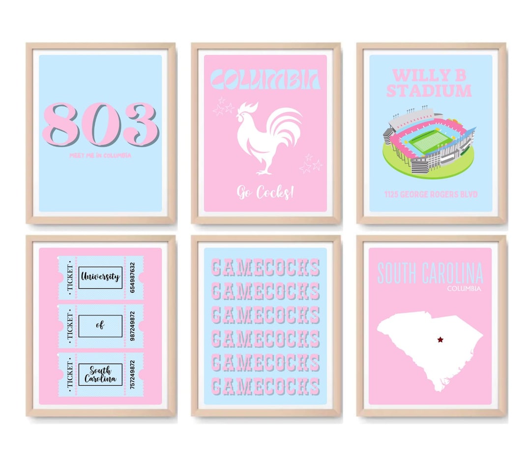 South Carolina Digital Prints Set of 6, USC Wall Art Prints, Digital ...