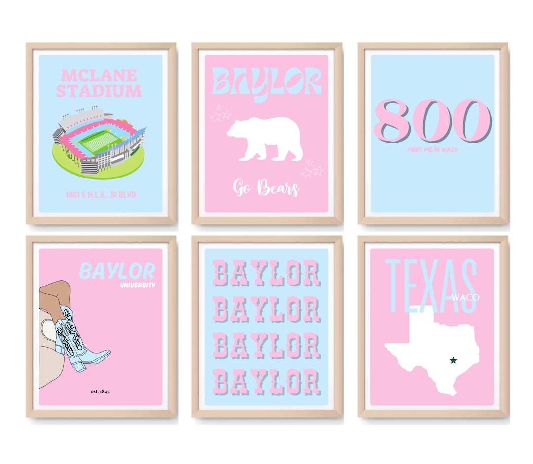 Baylor Digital Prints Set of 6, Baylor Wall Art Prints, Digital Print ...