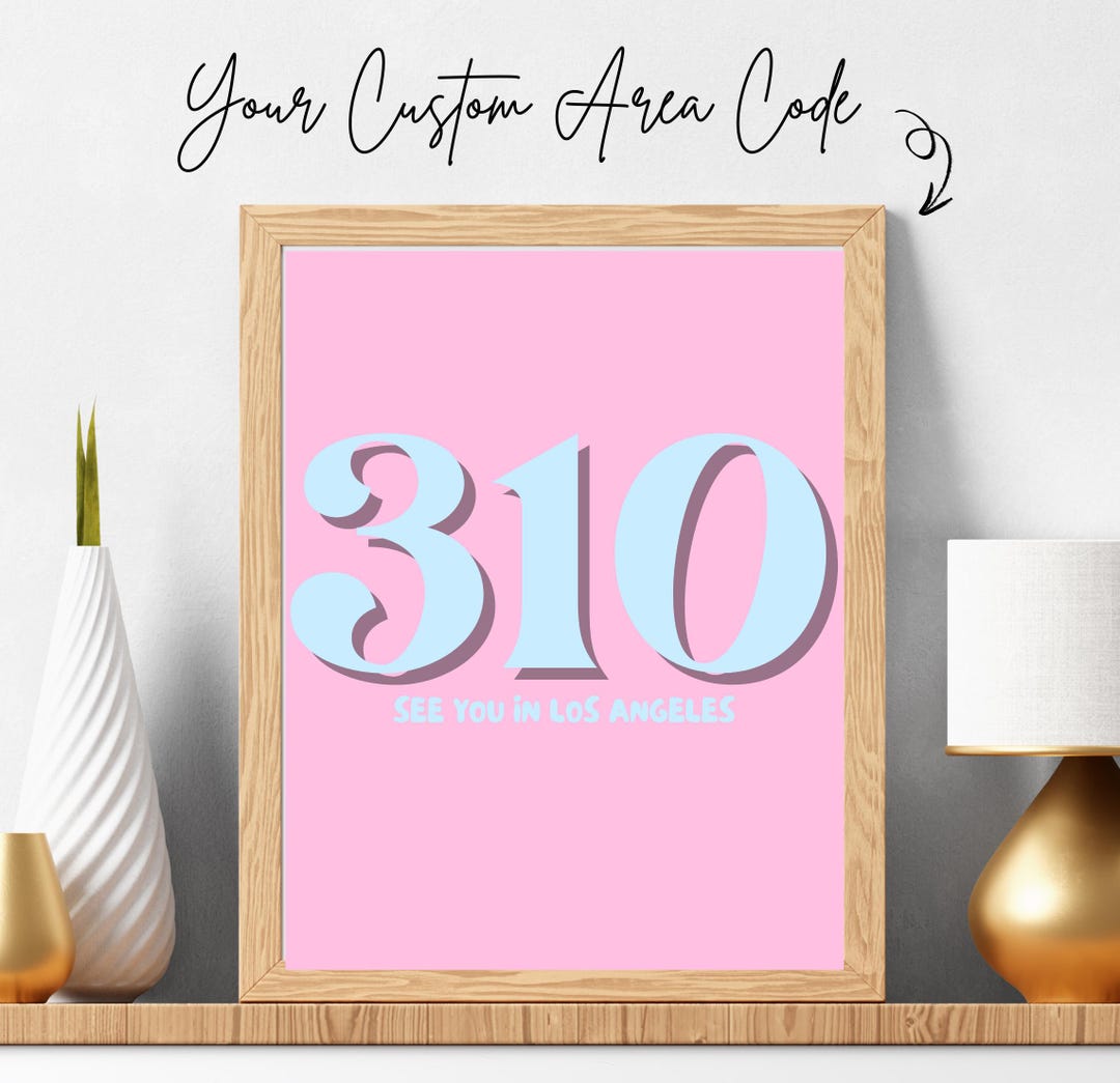 Custom Area Code Digital Prints, Area Code Digital Prints, Room Wall ...