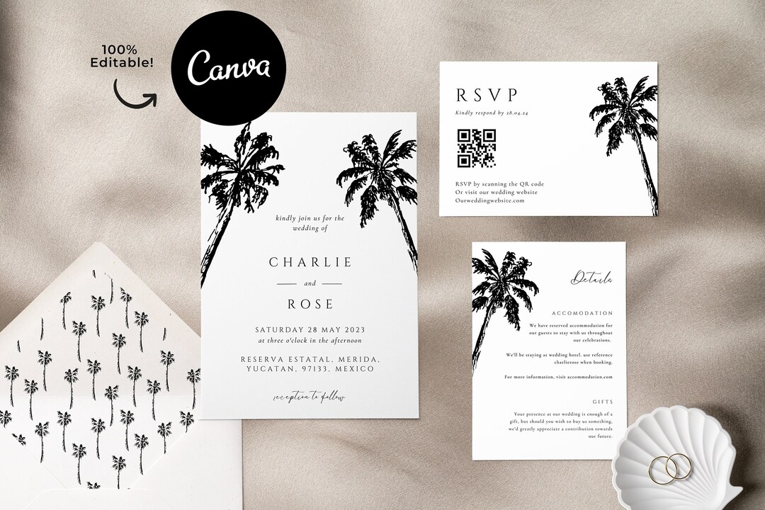 Minimal Wedding Invitation QR Code Minimalist Wedding Invite Suite ...