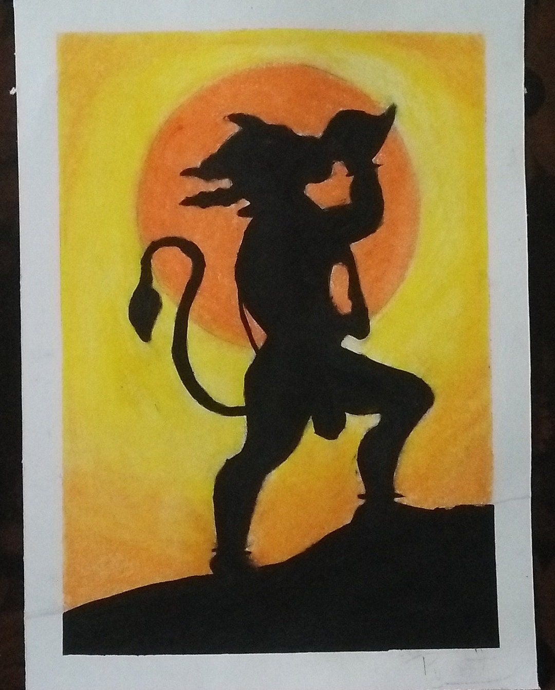 Hand Made Lord Hanuman Ji Oil Pastel Drawing - Etsy