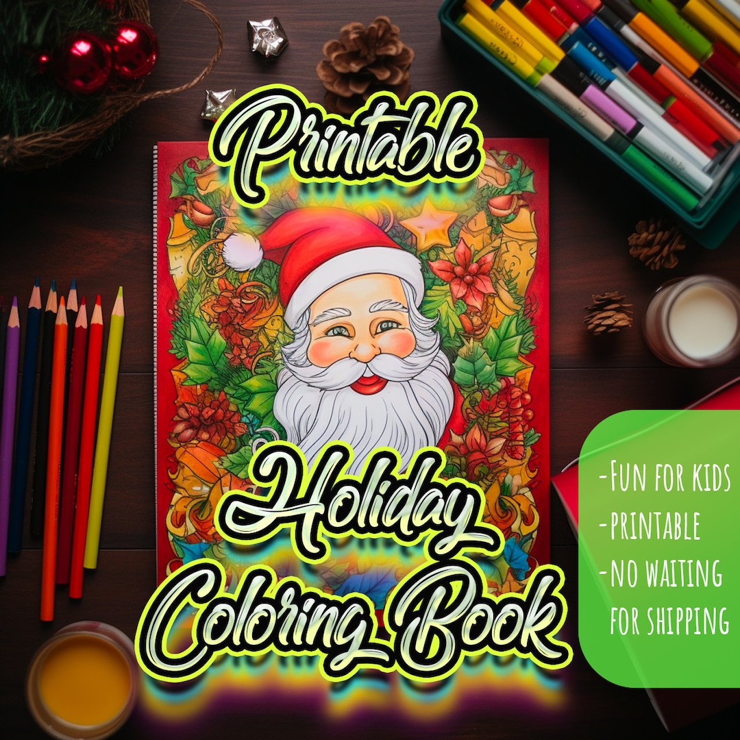 Festive Holiday Coloring Pages Printable Set of 12 (PDF), Fun Activity ...