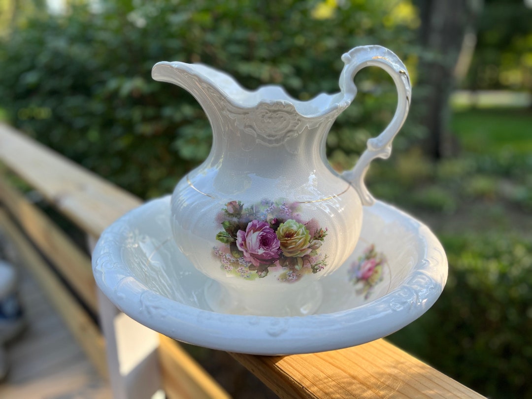 Antique Crown Pottery Co. Washbasin and Pitcher - Etsy