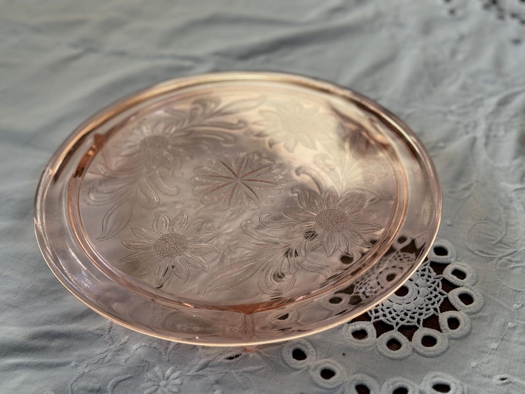 Pink Depression Glass. Jeanette Glass Raised Daisy Platter - Etsy