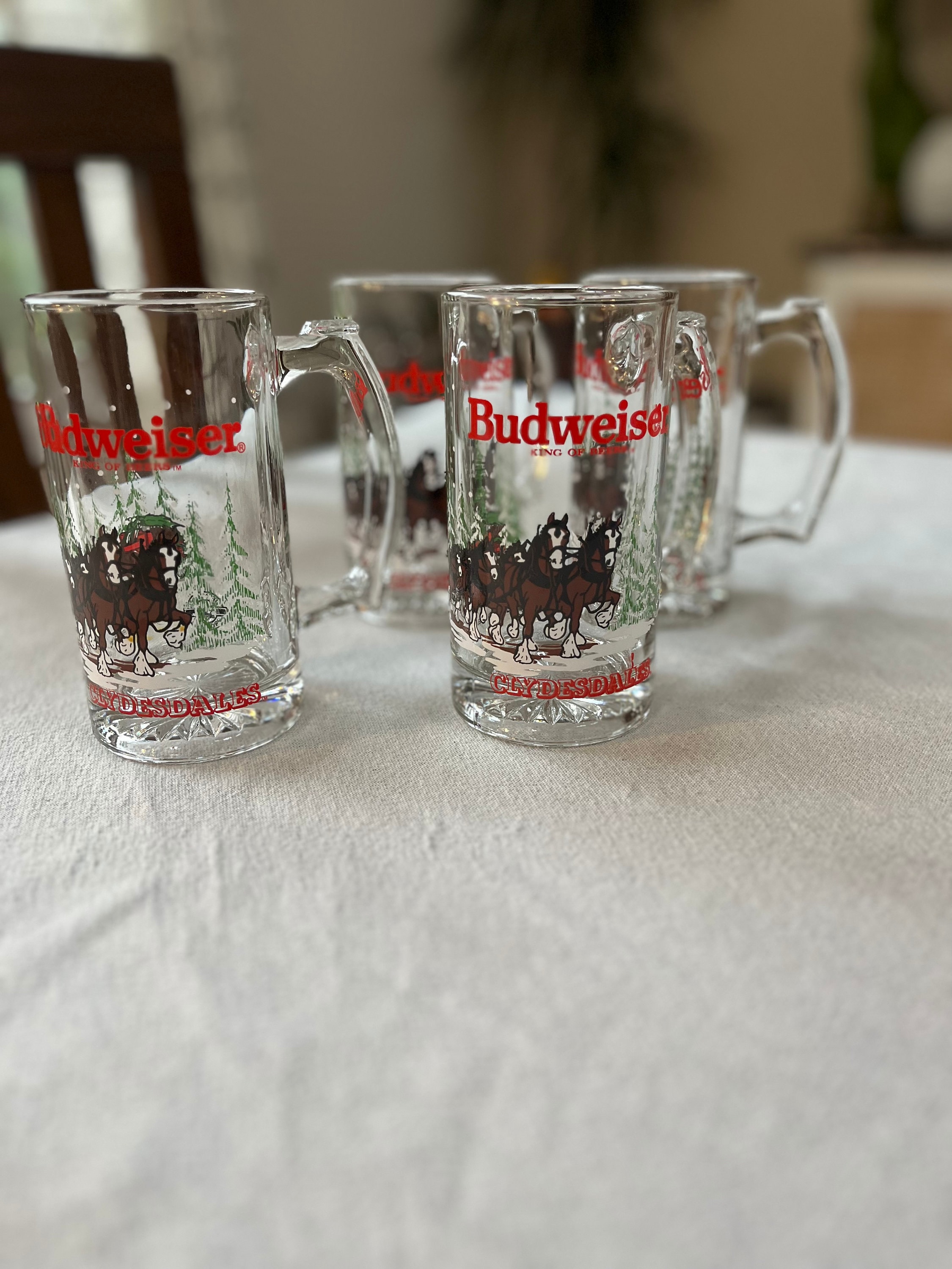 1989 Budweiser Clydesdale Christmas Beer Mugs Set of 4 - Etsy