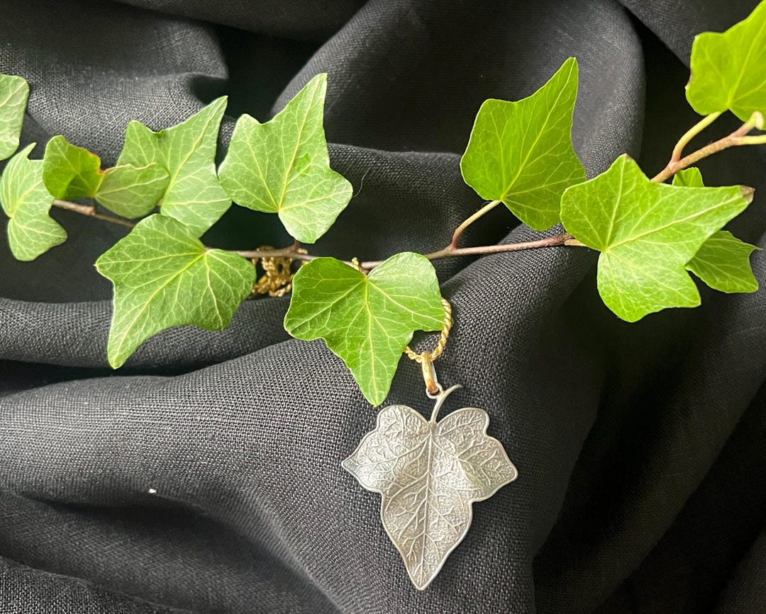 Ivy Leaf Pendant, Silver and Gold Plate Handmade Necklace , Pendant ...
