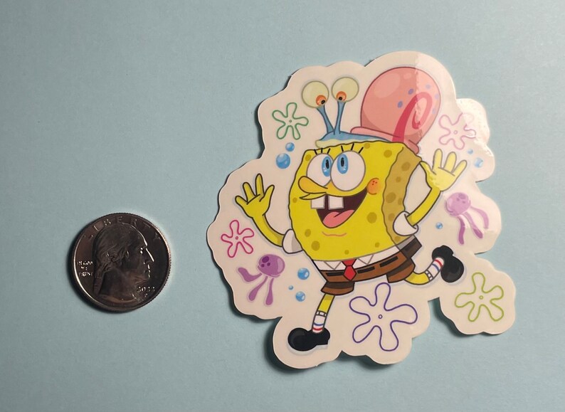 Spongebob and Gary Clear Vinyl Sticker - Etsy