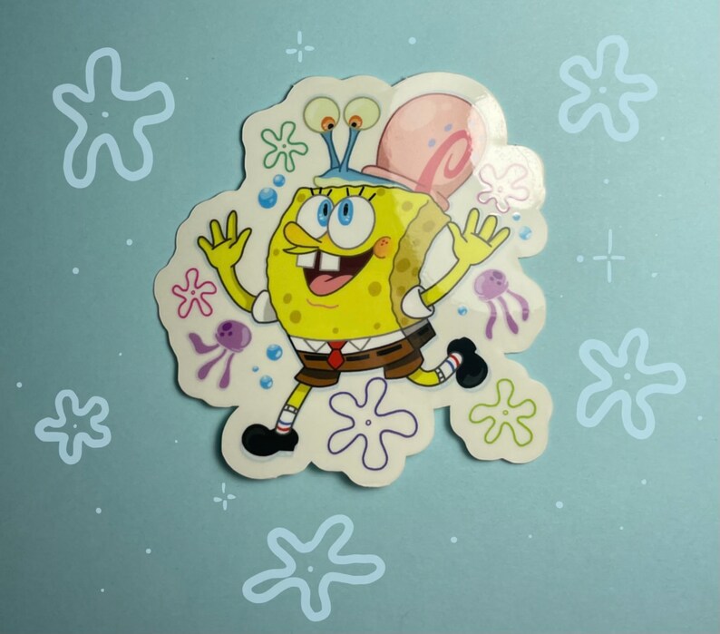 Spongebob and Gary Clear Vinyl Sticker - Etsy