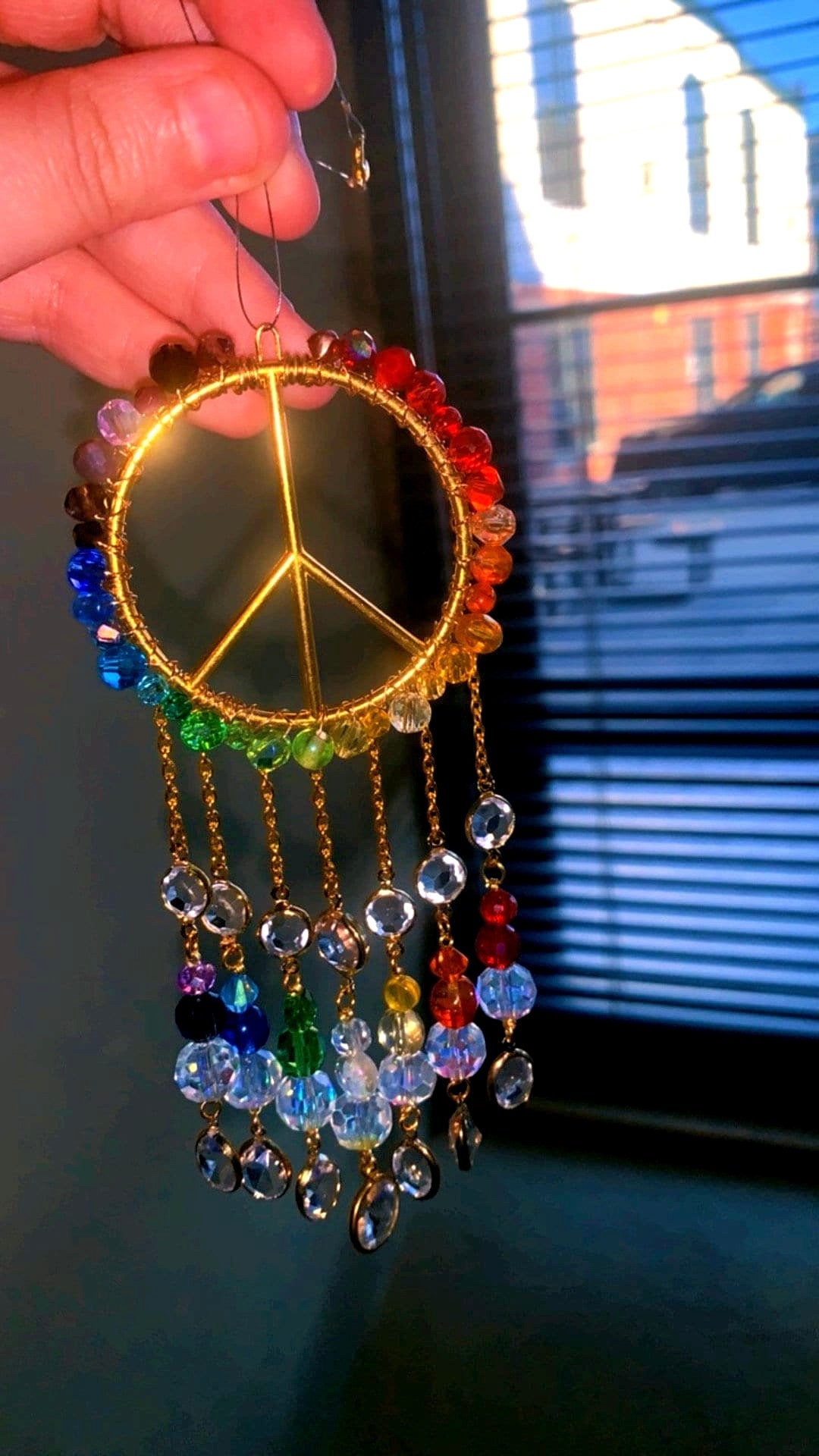 Peace Sign Car Sun Catcher,peace Sign Decor, Wall Hanging Decor,rainbow ...