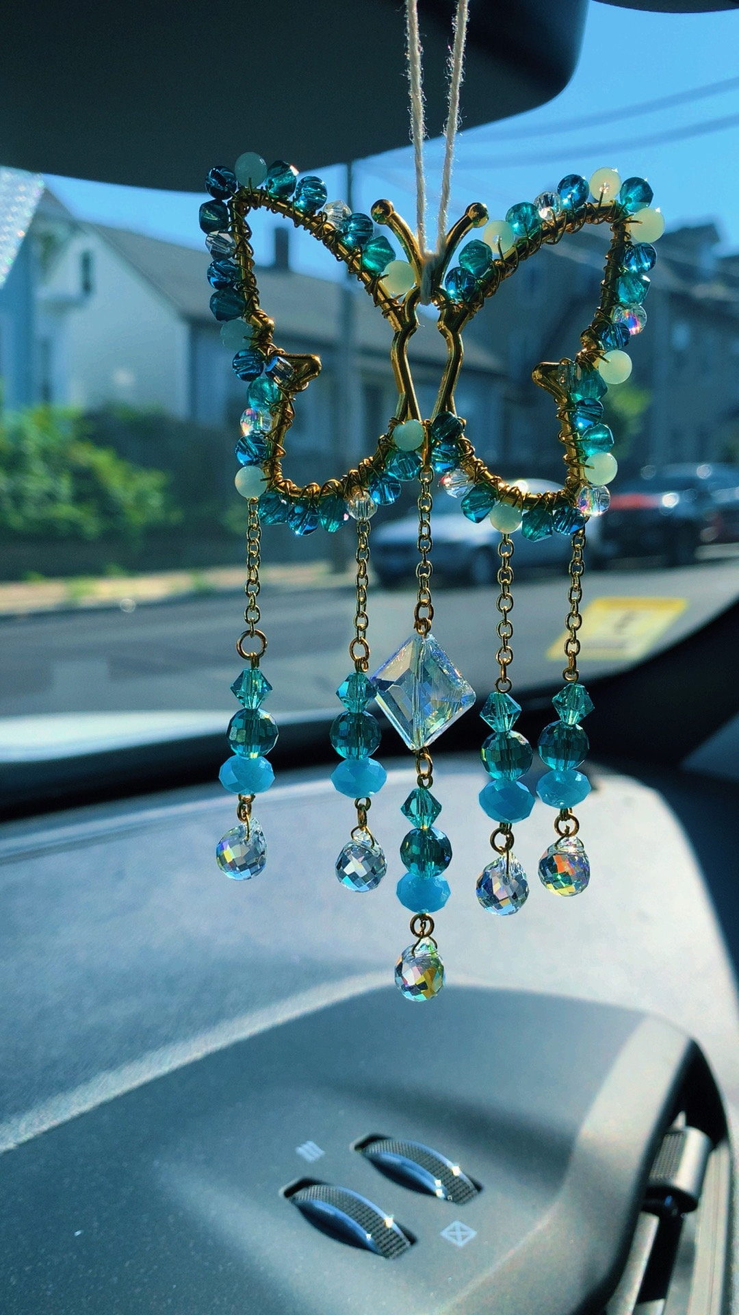 Butterfly Car Charm Suncatcher | Crystal Rearview Mirror Accessory ...