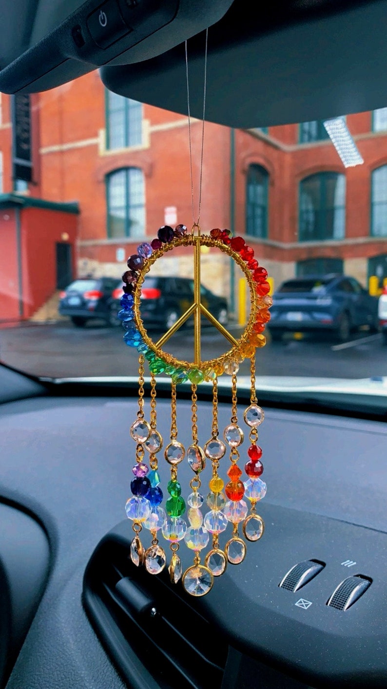 Peace Sign Car Sun Catcher,peace Sign Decor, Wall Hanging Decor,rainbow ...