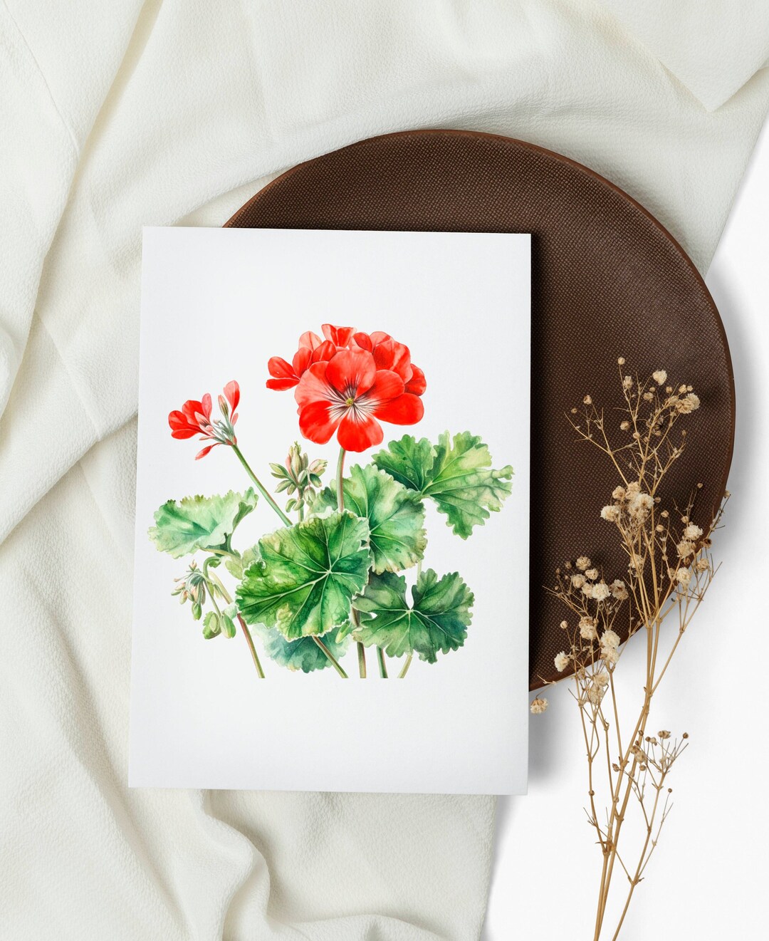 NEW Watercolor Flowers Card Set . Note Cards . Red Geranium . Greeting ...