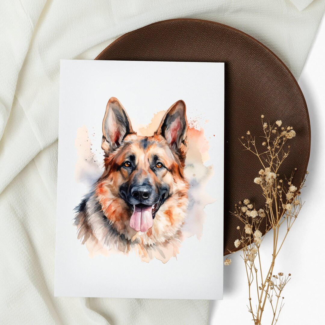 Watercolor German Shepherd Card Set: Happy Dog Greeting Cards - Etsy