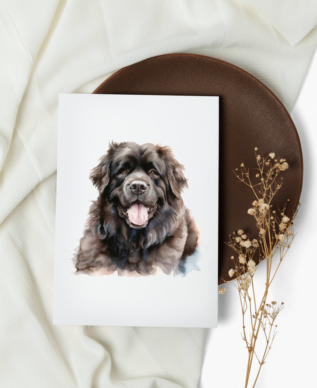 Watercolor Newfoundland Dog Card Set: Happy Puppy Greeting Cards - Etsy