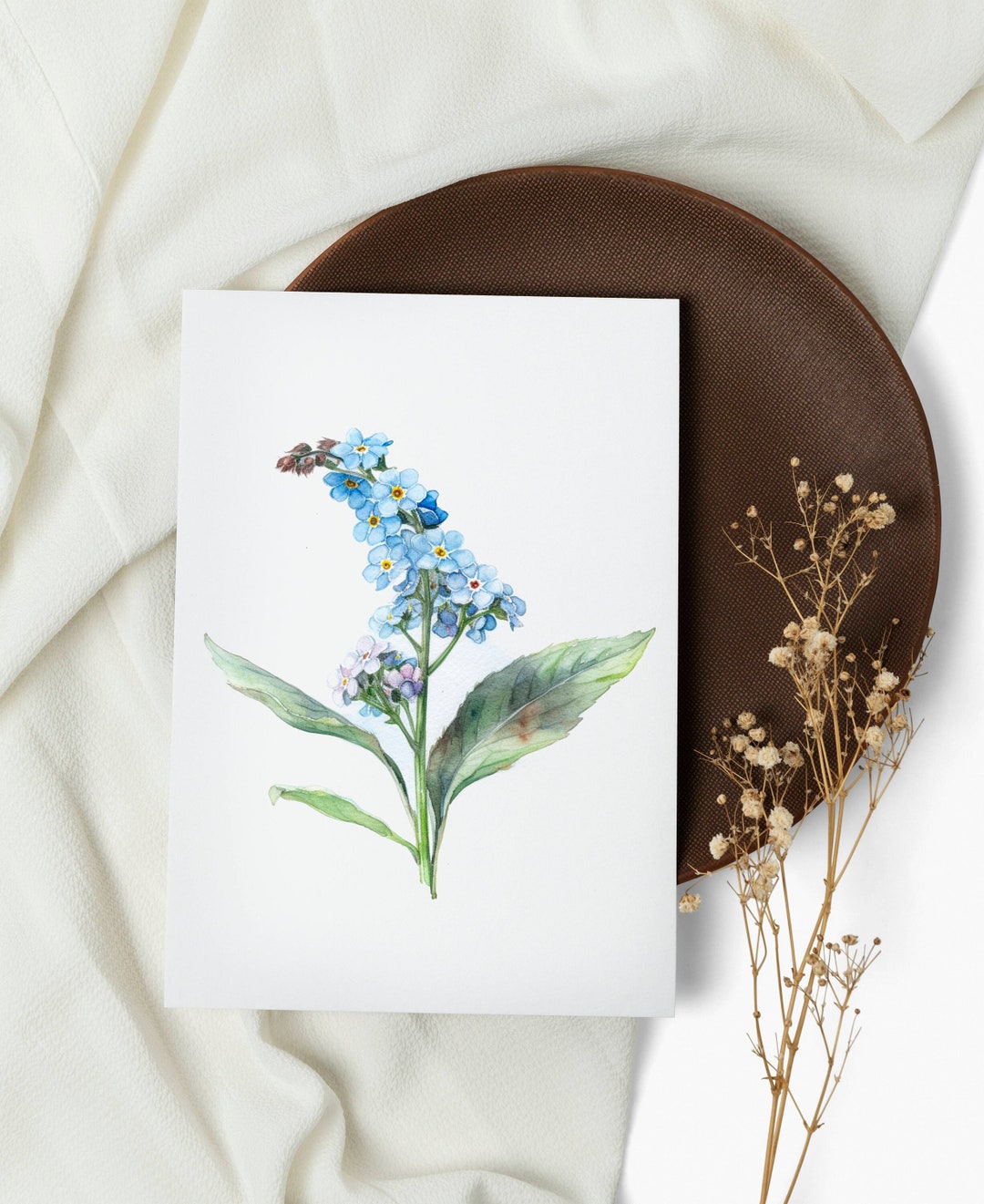 NEW Watercolor Flowers Card Set . Note Cards . Blue Forget-me-not ...