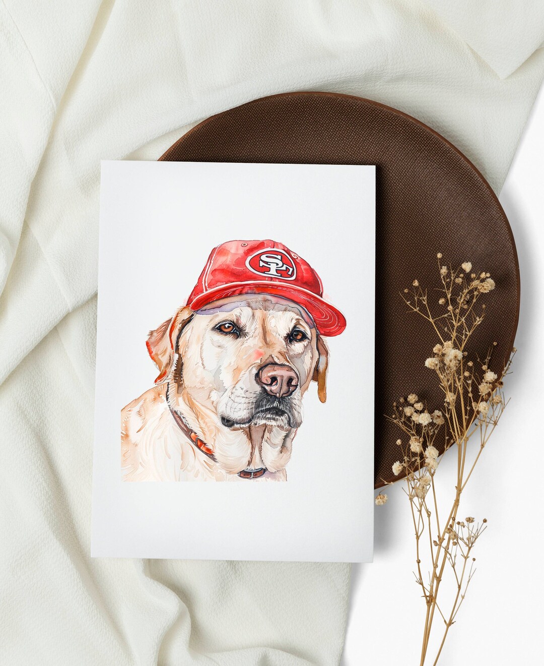 Watercolor Lab 49ers Hat Card Set: Football Dog Greeting Cards - Etsy