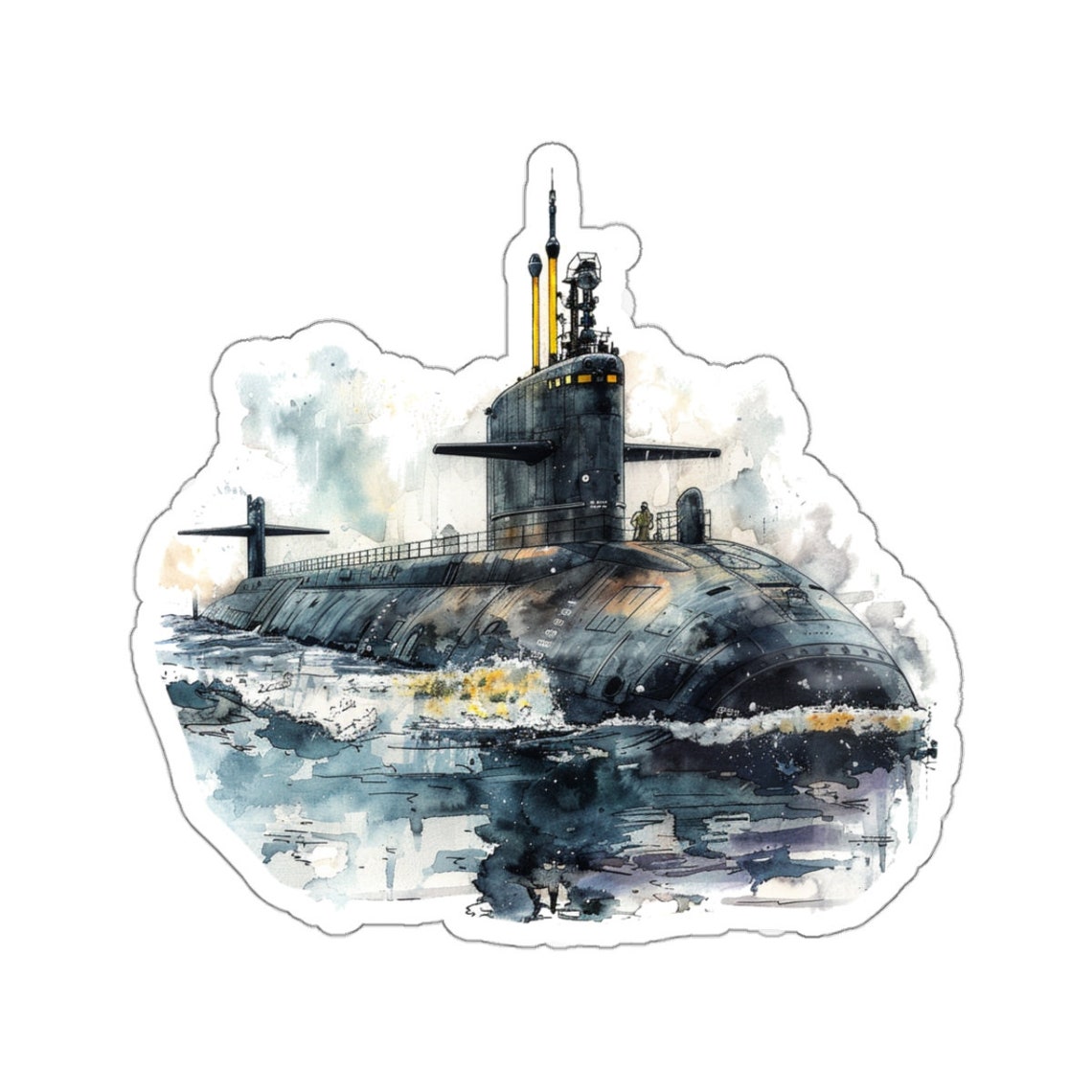 NEW Watercolor Navy Submarine Stickers . Military Stickers . Cool ...