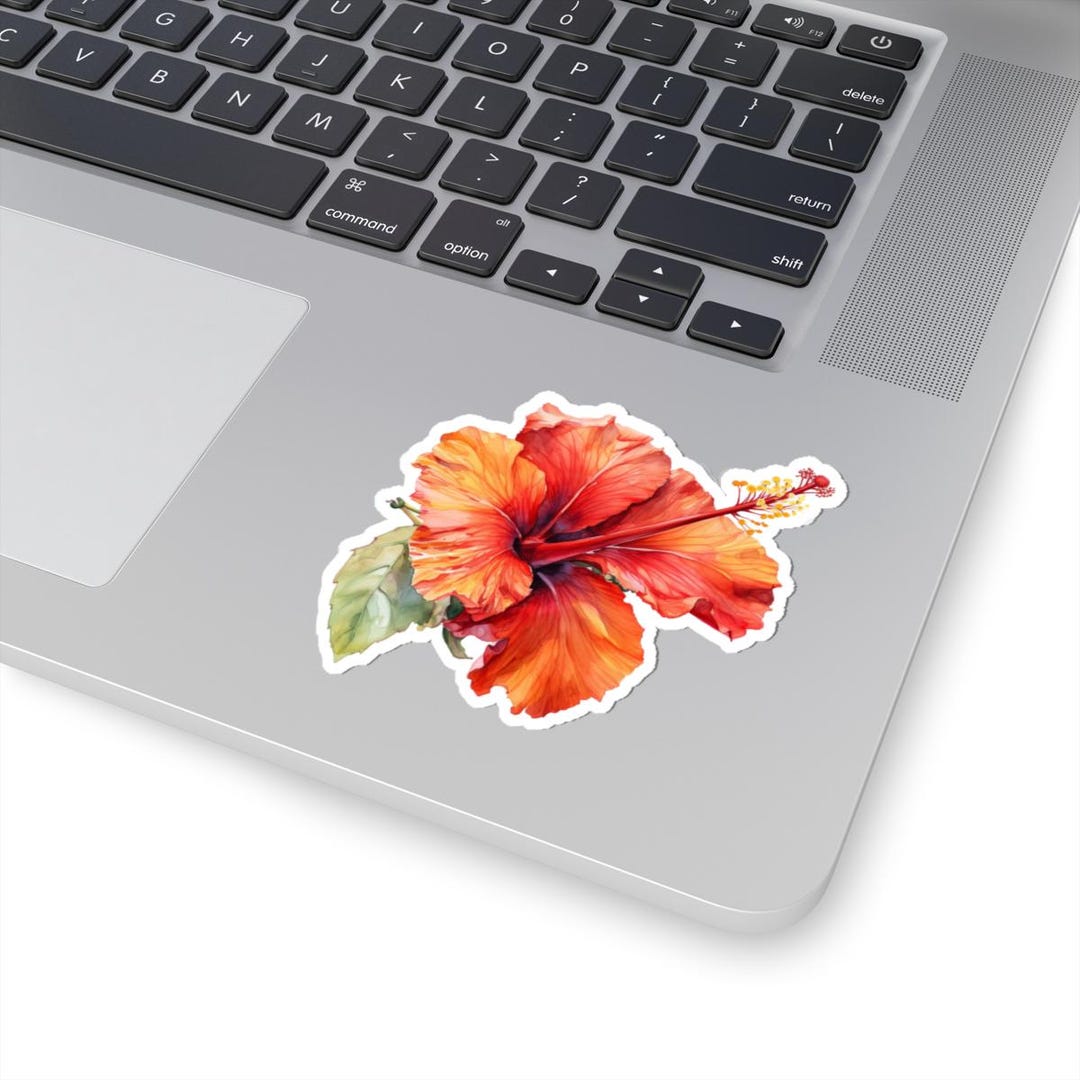 Watercolor Red Hibiscus Sticker: Botanical Laptop Decal - Etsy