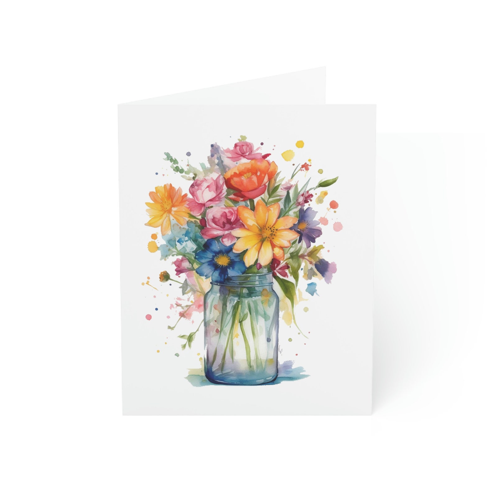 Watercolor Flower Card Set: Mason Jar Bouquet Note Cards - Etsy