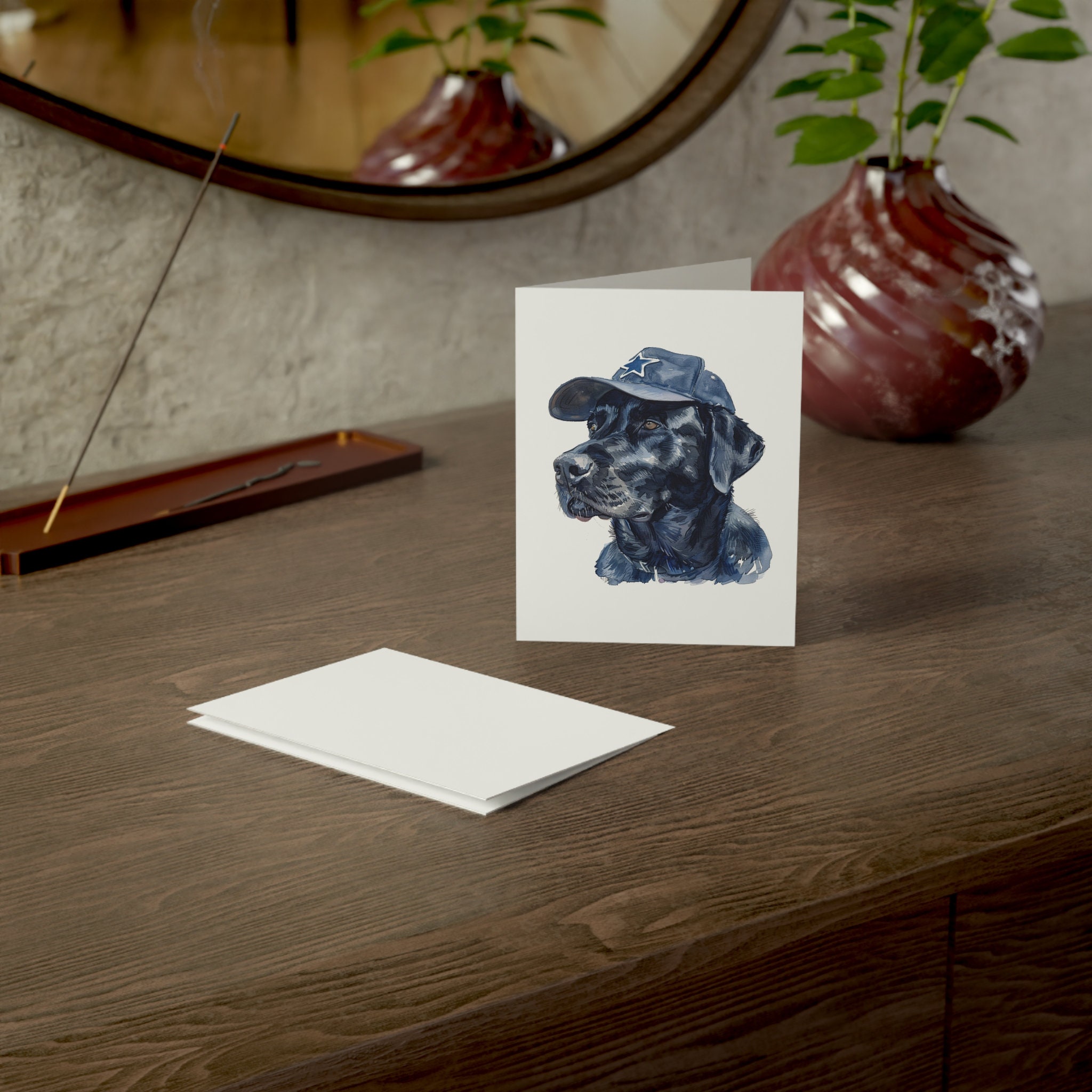 Lab W Cowboys Hat Card Set . Note Cards . Greeting Cards . Watercolor ...