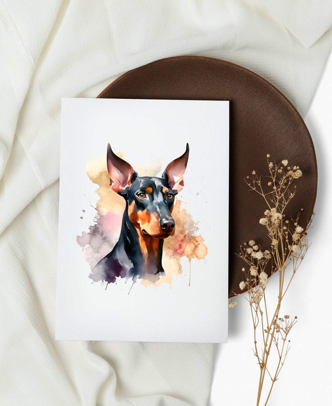 Watercolor Doberman Pinscher Note Cards Set - Etsy