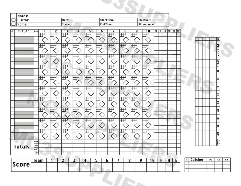 Fully Customizable Baseball Score and Lineup Cards for Print/digital ...