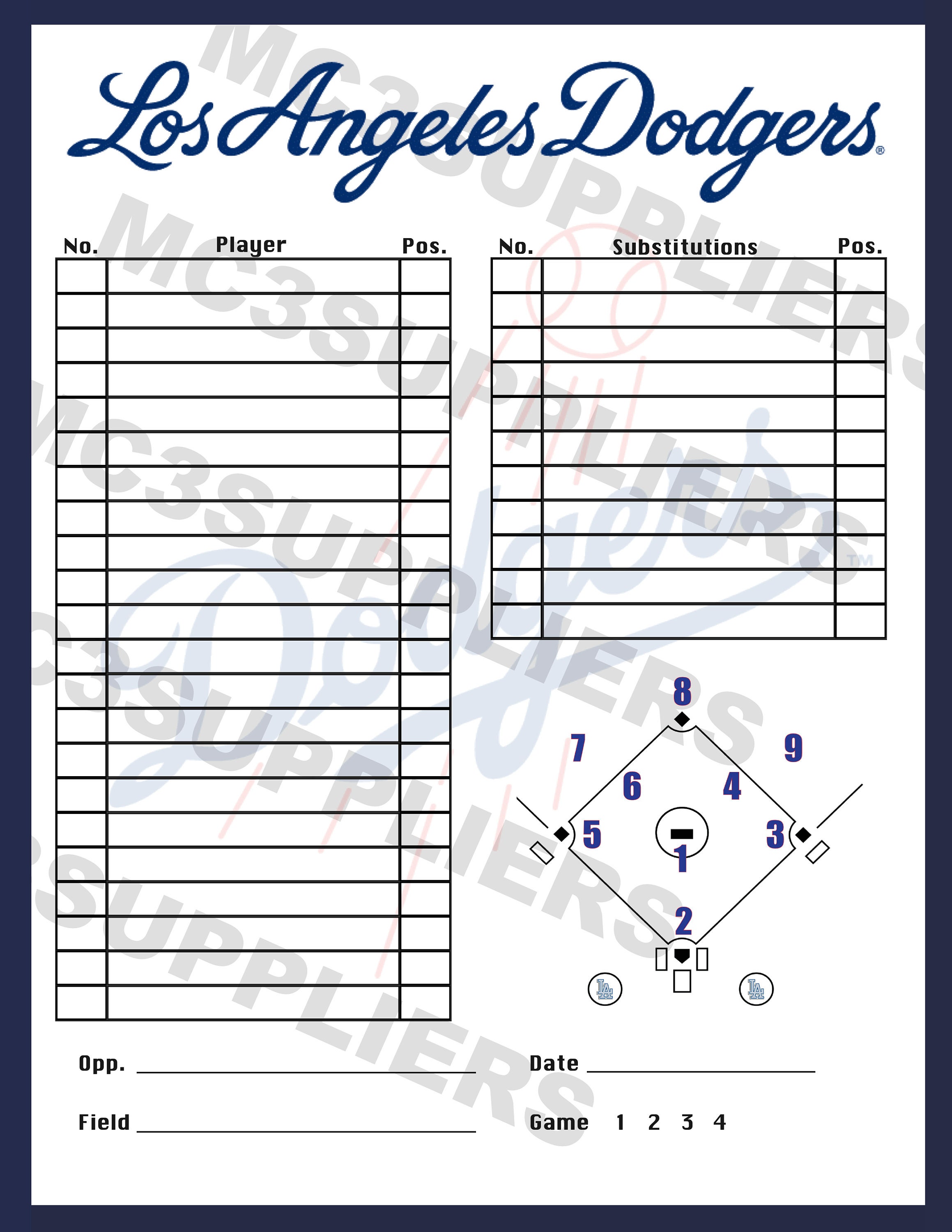 Fully Customizable Baseball Score and Lineup Cards for Print/digital ...