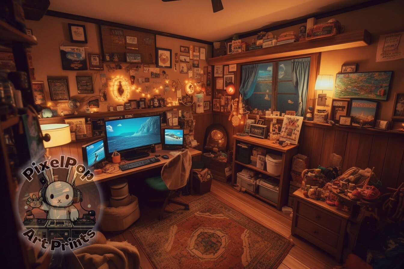 Vtuber Background Instant PNG Download: Anime Style PC Video Game Room ...