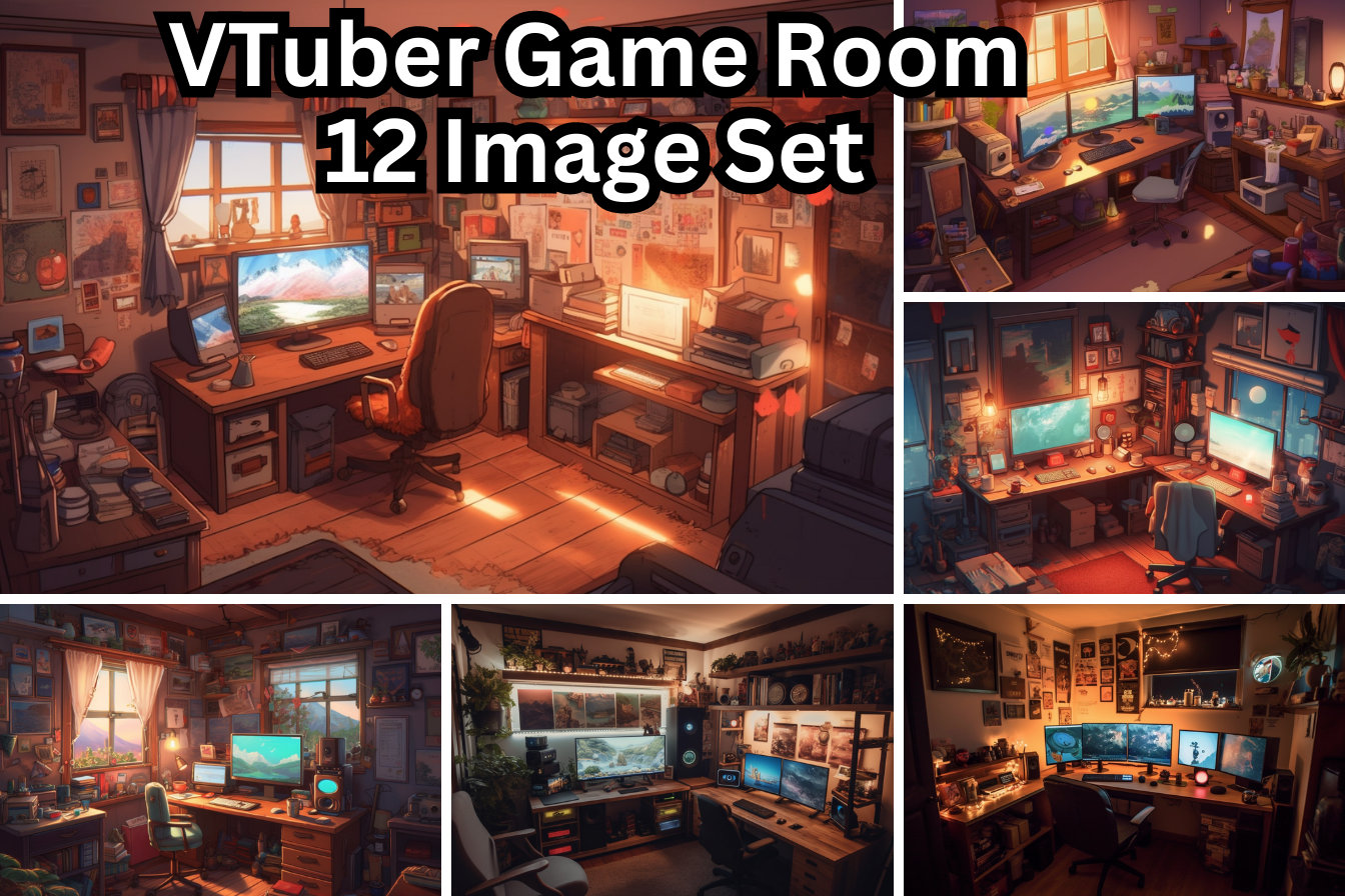 Vtuber Background Instant PNG Download: Anime Style PC Video Game Room ...
