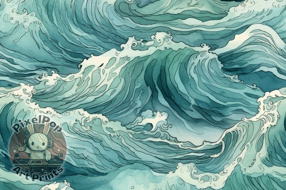 Watercolor Sea Life Backgrounds: Tileable Ocean Theme Tiles Bundle ...