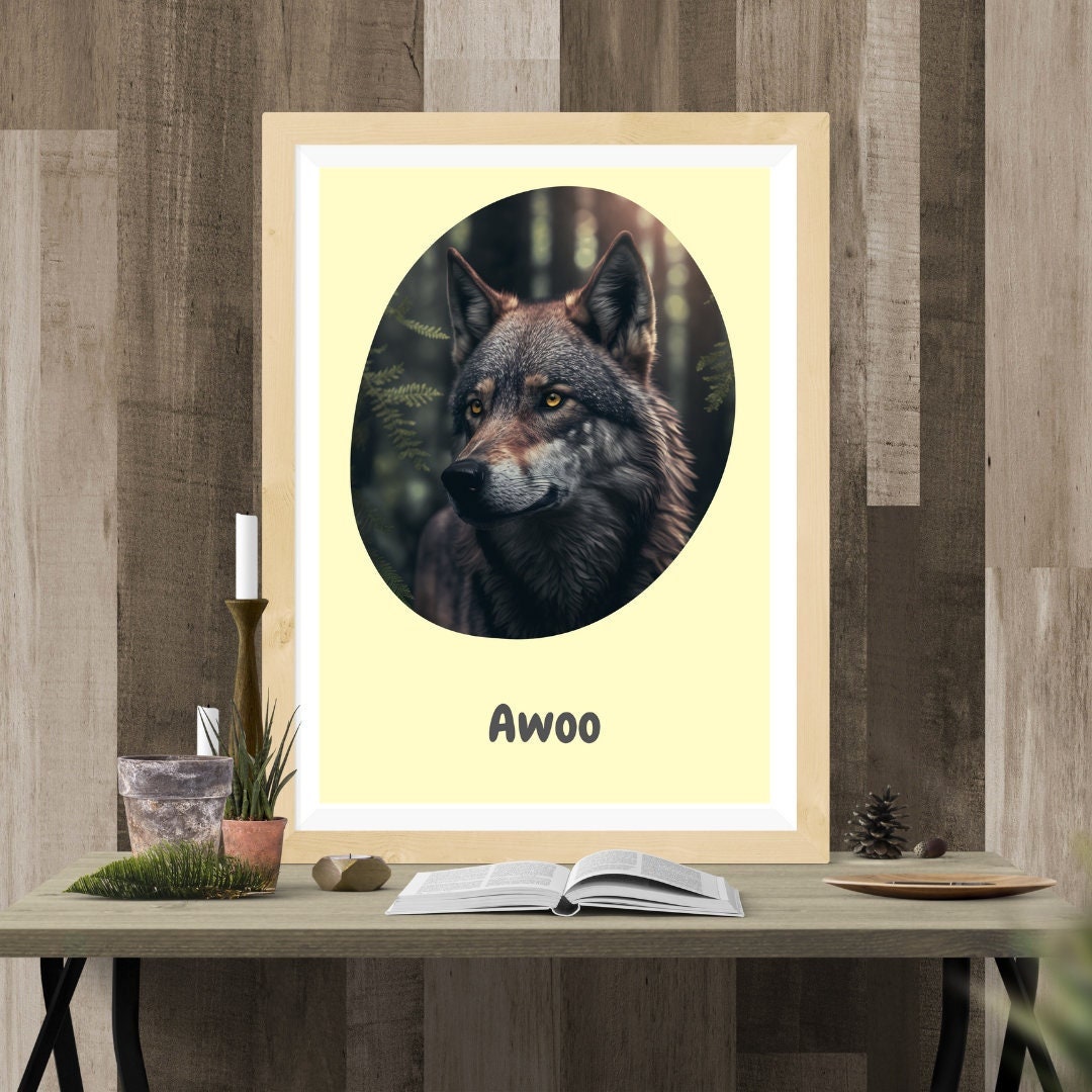 Wall Art Print: Awoo Wolf Decor - Instant PNG Digital Download, Transparent Background Version ...