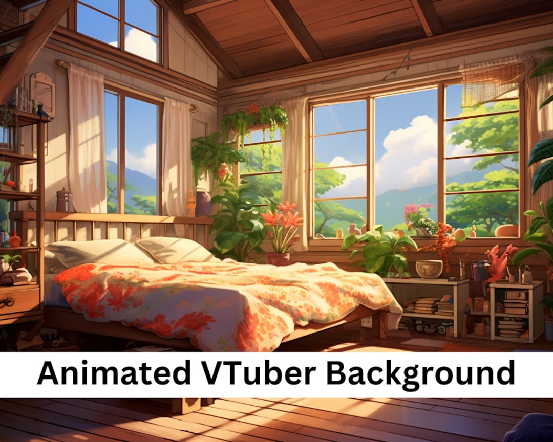 Vtuber Bedroom Animated Background: Anime Style Virtual Background for ...