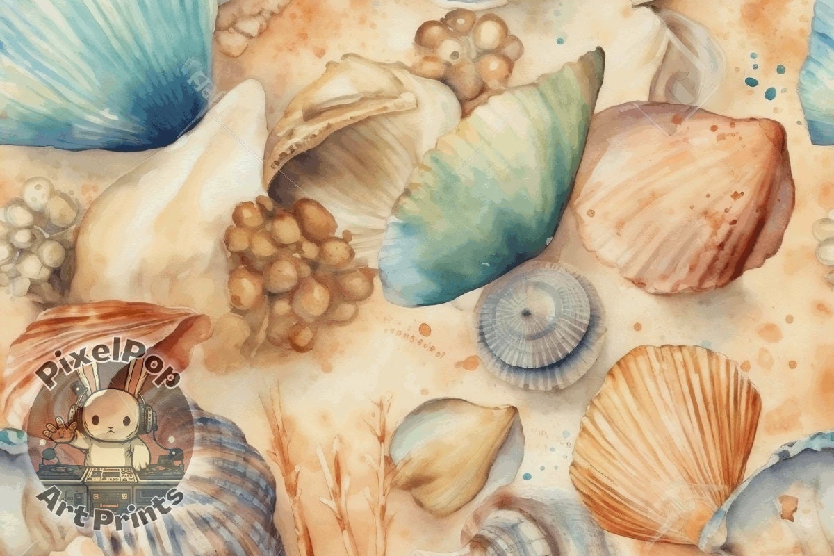 Watercolor Sea Life Backgrounds: Tileable Ocean Theme Tiles Bundle ...