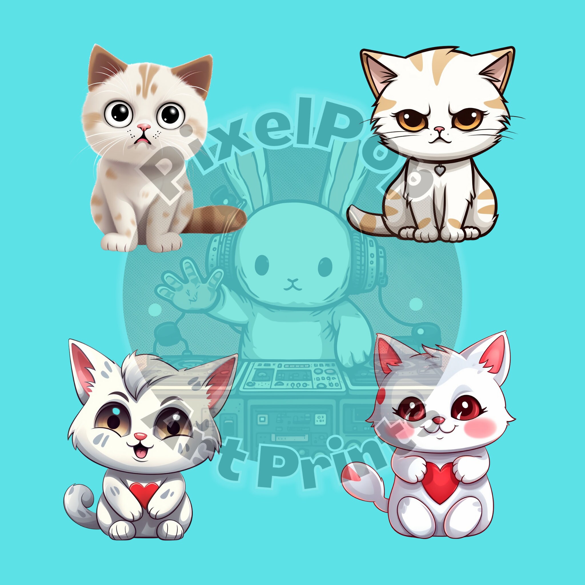Cat Emoji Pack Set of 10 Happy Angry Sad Surprised in - Etsy