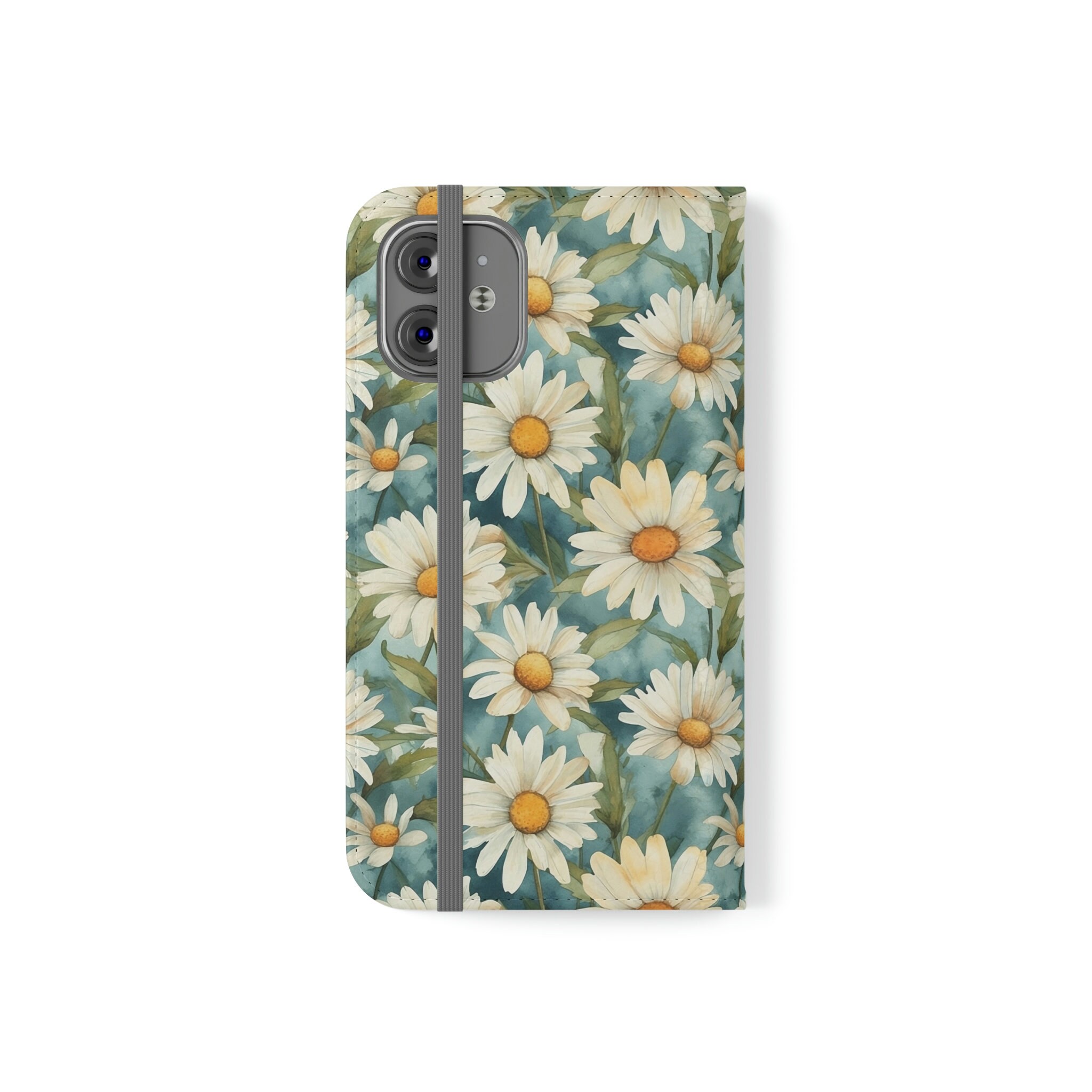 IPhone Folio Flip Case: Daisies Flowers Theme Repeating Floral Pattern ...
