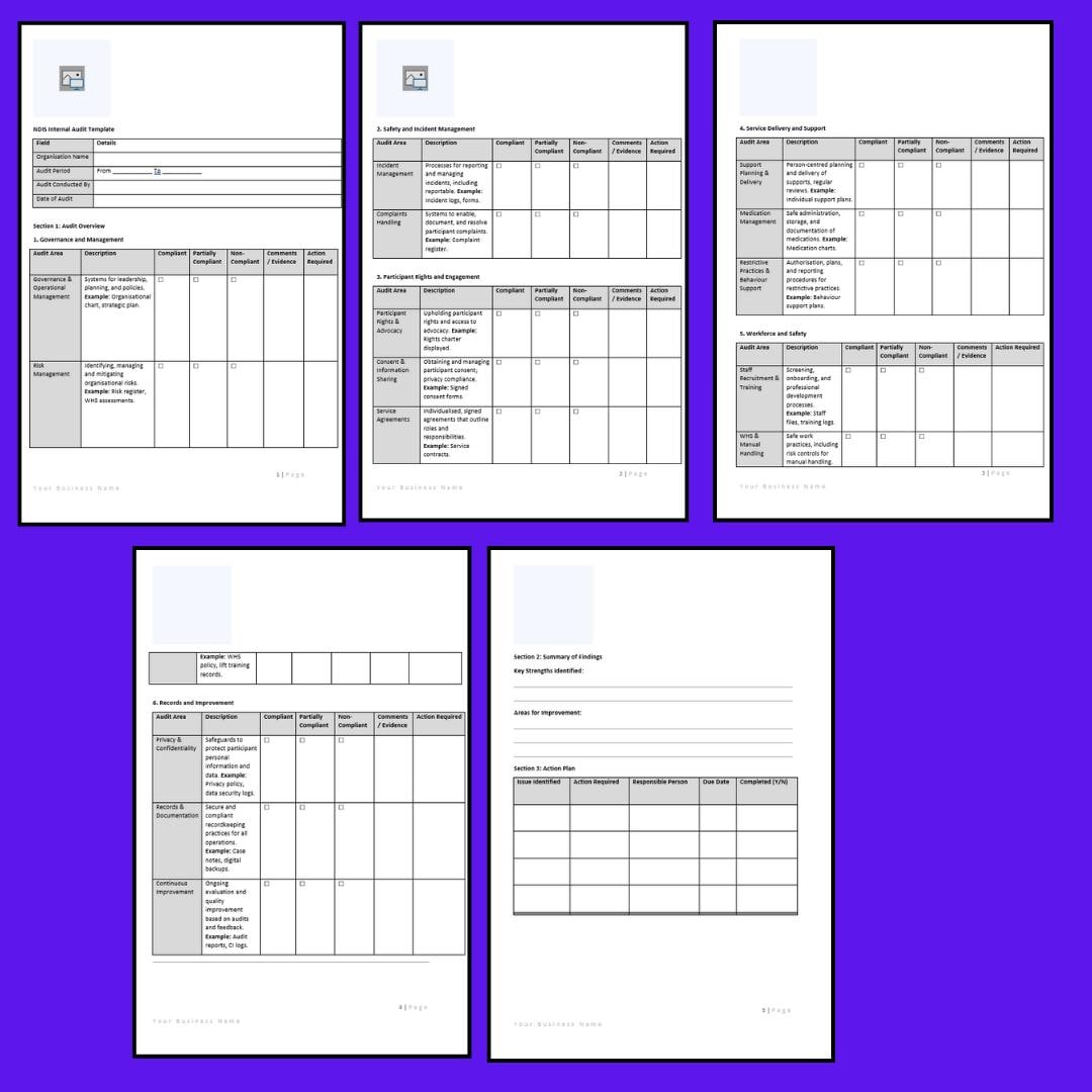 NDIS Internal Audit Template | Editable Compliance Tool for NDIS ...