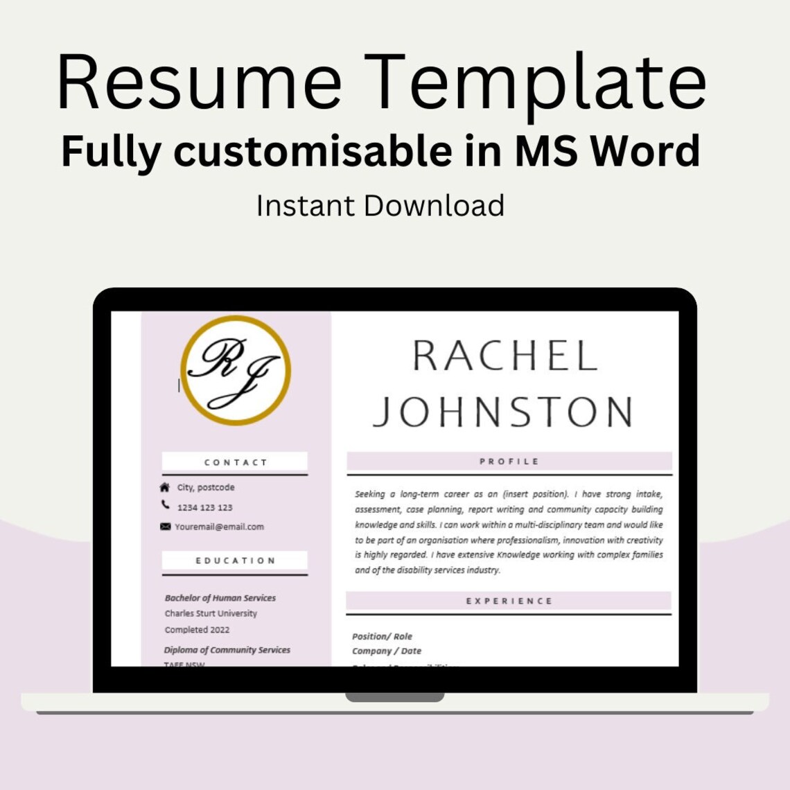 Simple Clean Resume Template, Cover Letter Template ATS Friendly Resume ...