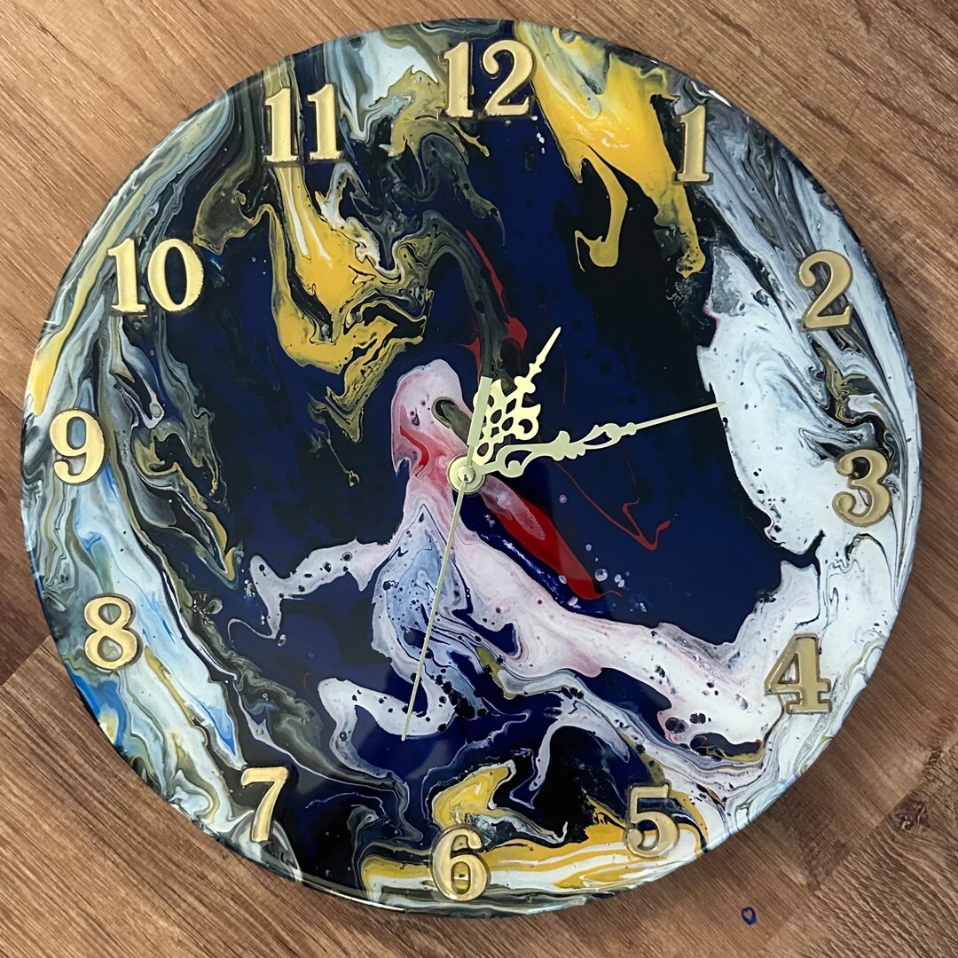 Handcrafted Clock, Fluid Art, Acrylic Poring, Resin Art, Vinyl Record ...