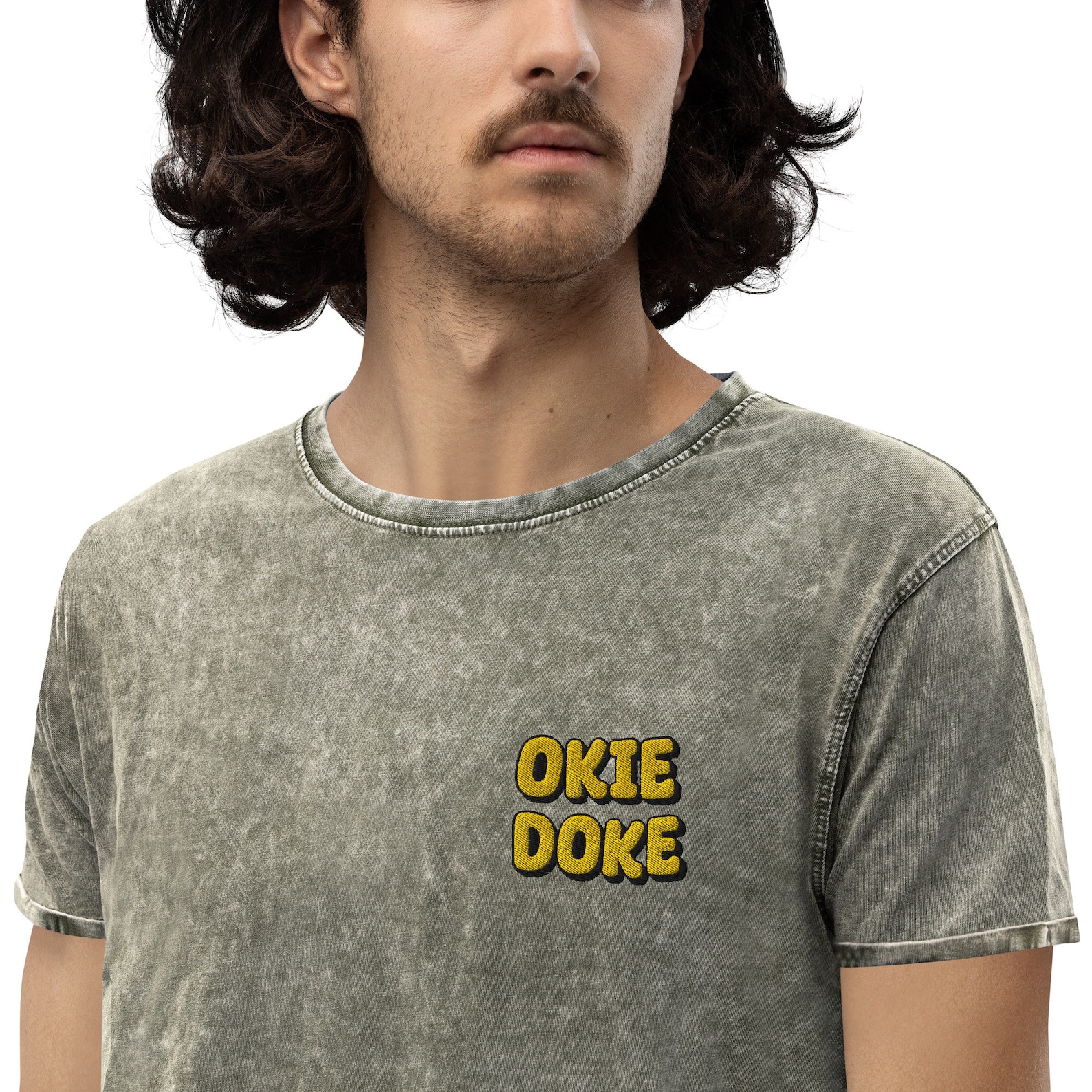 Okie Doke Embroidered Denim T-shirt - Etsy