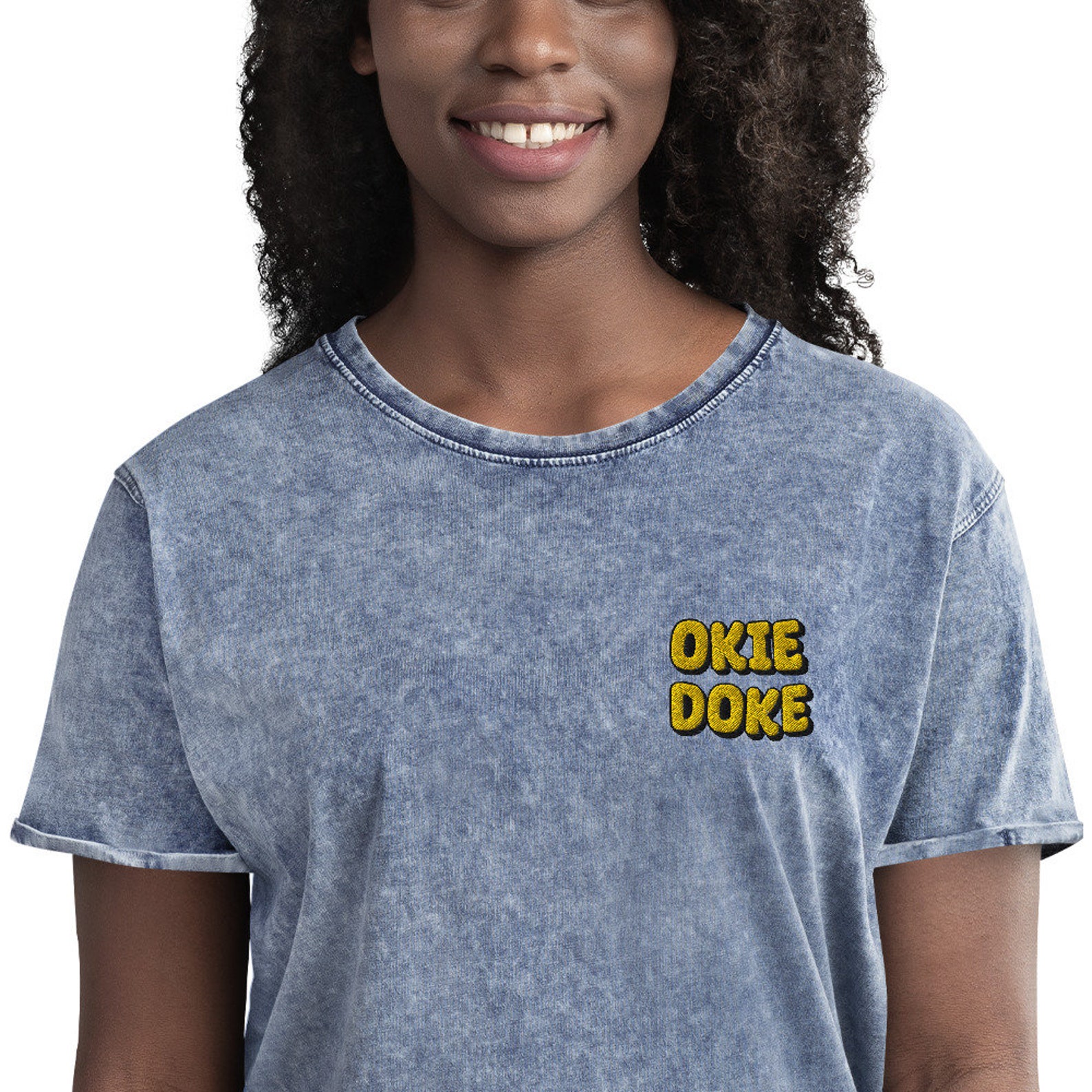 Okie Doke Embroidered Denim T-shirt - Etsy