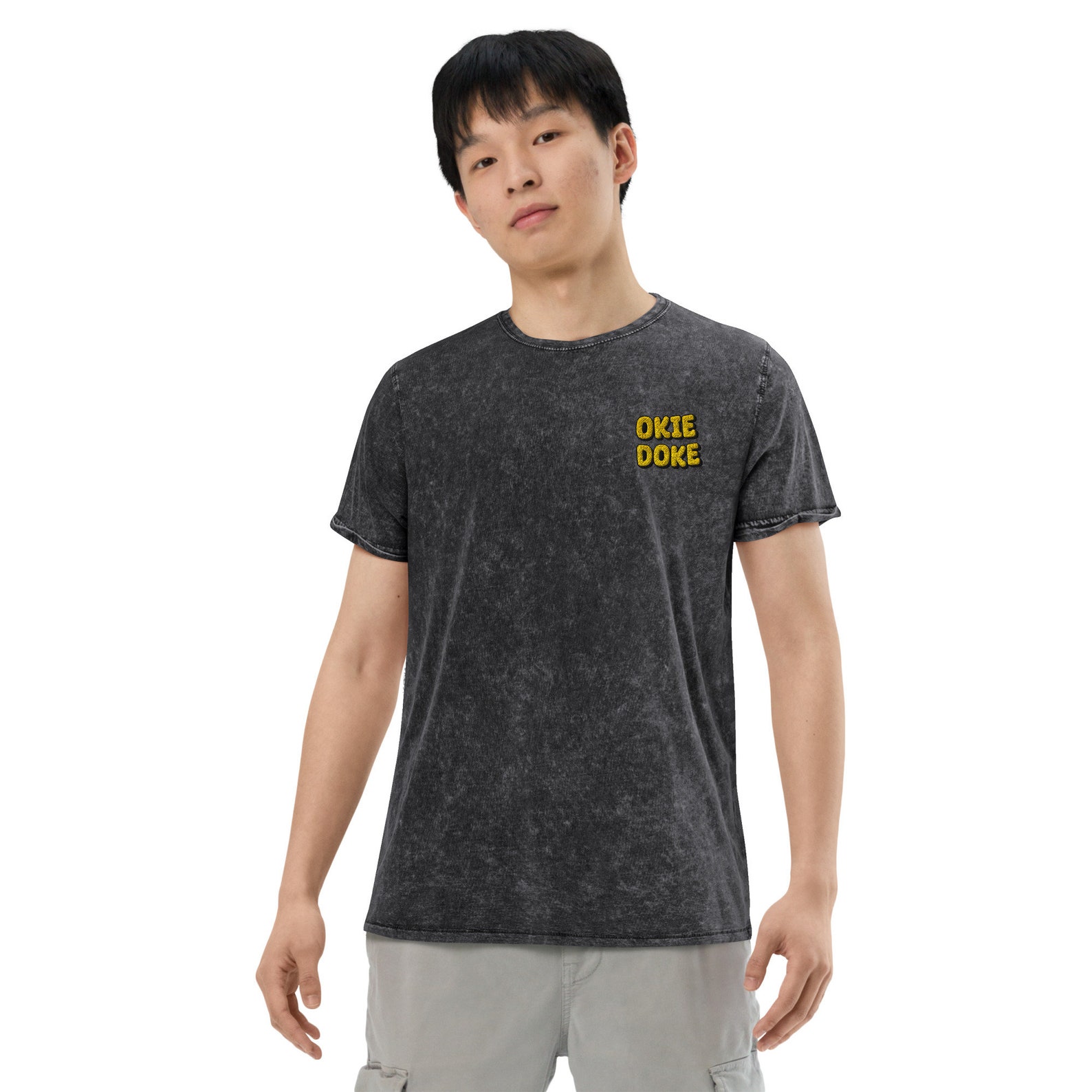 Okie Doke Embroidered Denim T-shirt - Etsy