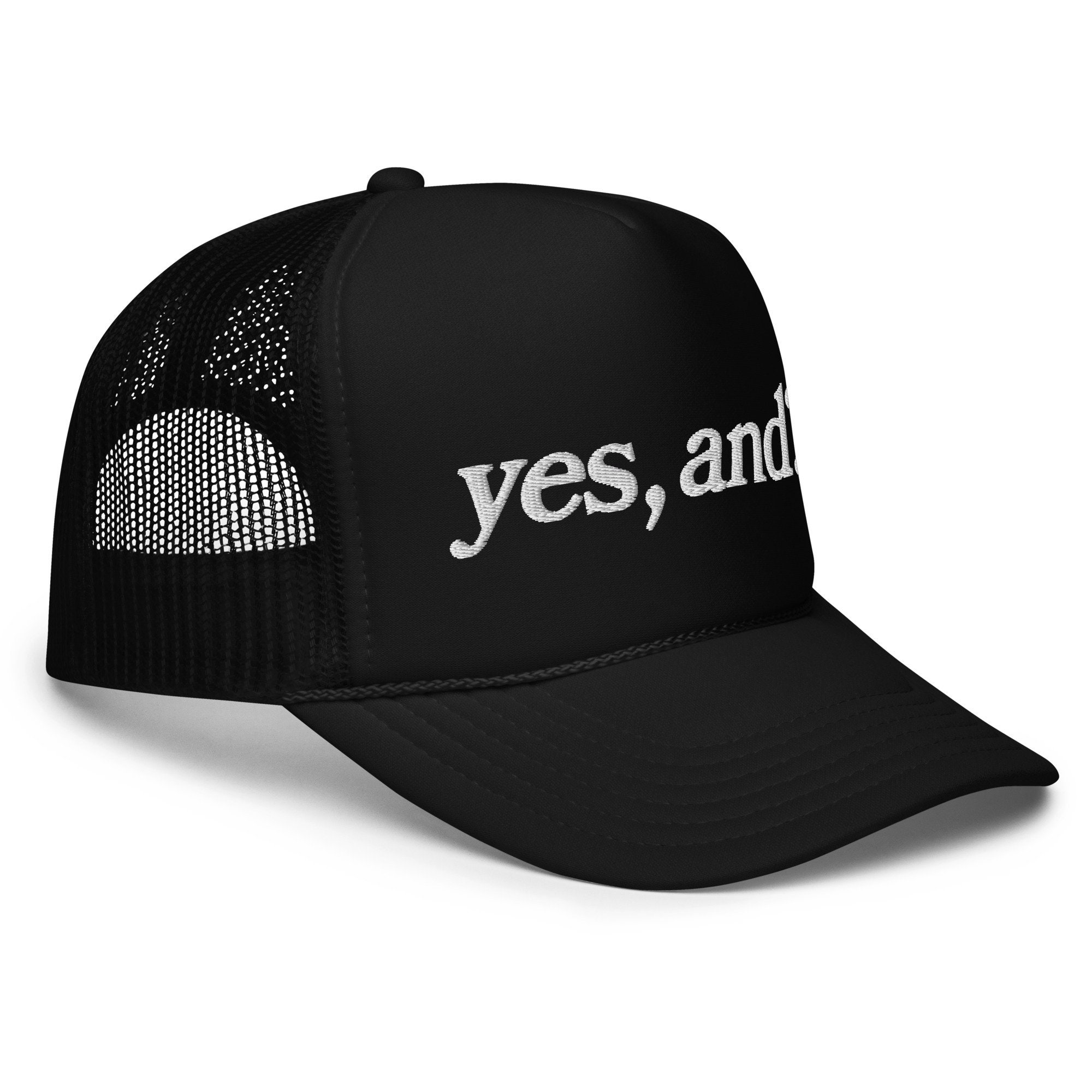 Yes, And? - Embroidered Ariana Grande Foam Trucker Hat (white Text) - Etsy