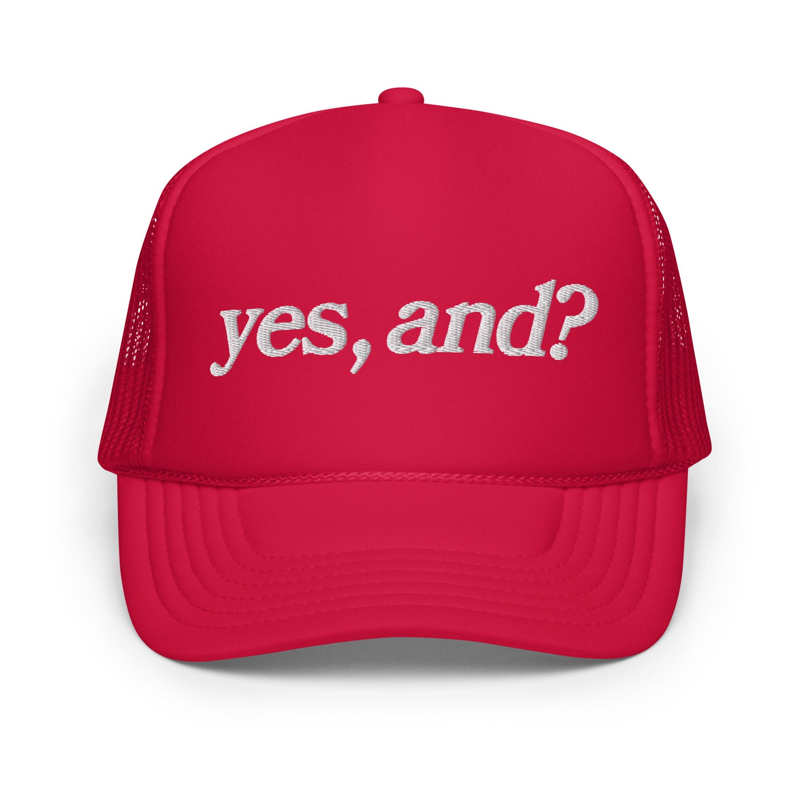 Yes, And? - Embroidered Ariana Grande Foam Trucker Hat (white Text) - Etsy