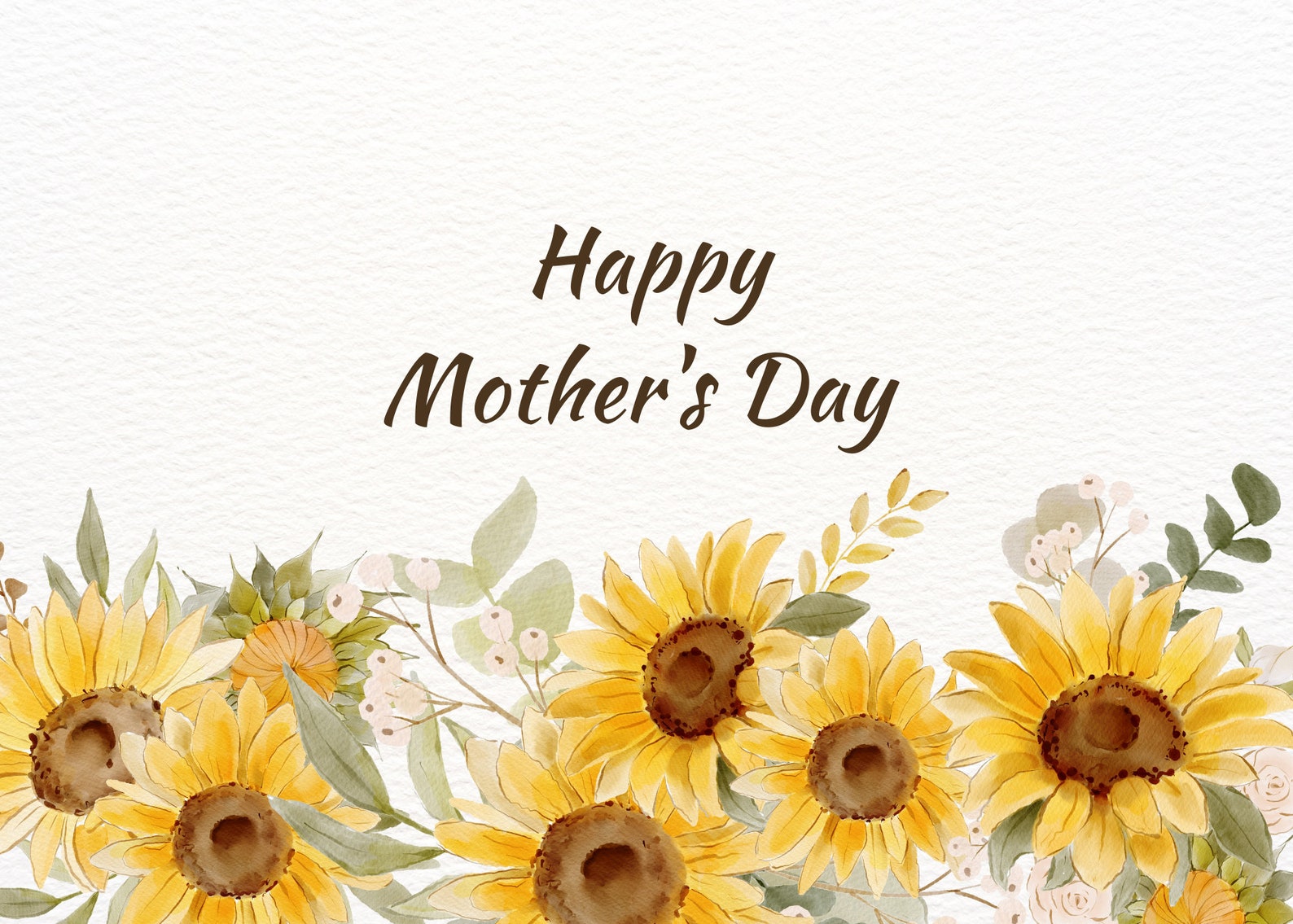 Sunflower Mother's Day Card | Floral Watercolor (PNG & JPG Download) - Etsy
