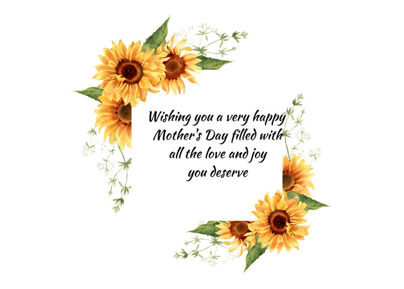 Sunflower Mother's Day Card | Floral Watercolor (PNG & JPG Download) - Etsy
