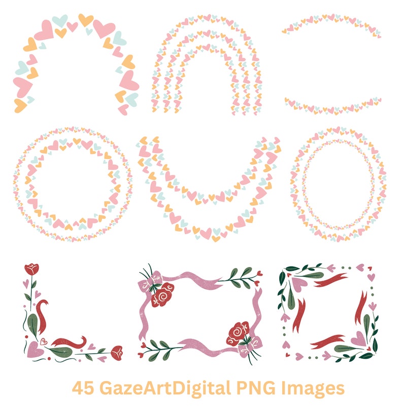45 Hearts Clipart| PNG File Images| Instant Download| Digital Images - Etsy