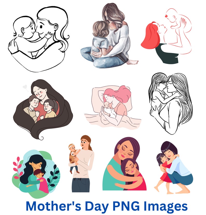 Mother's Day Clipart Bundle| 34 PNG Images| SVG Pdf| Mother's Day ...