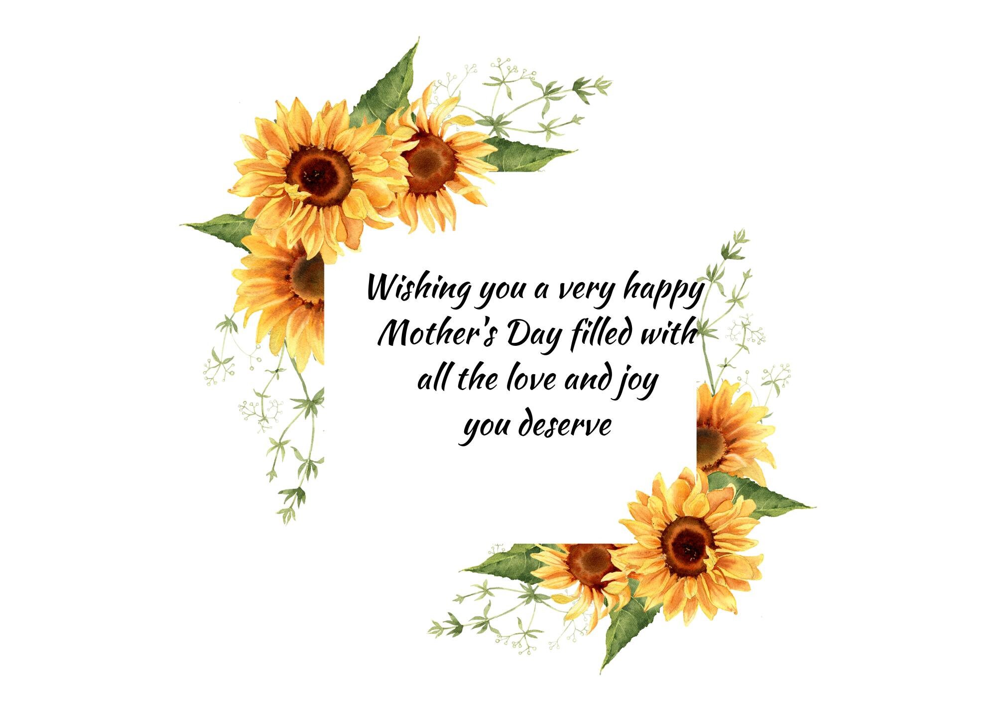 Sunflower Mother's Day Card Version 2| Floral Watercolor | Instant ...