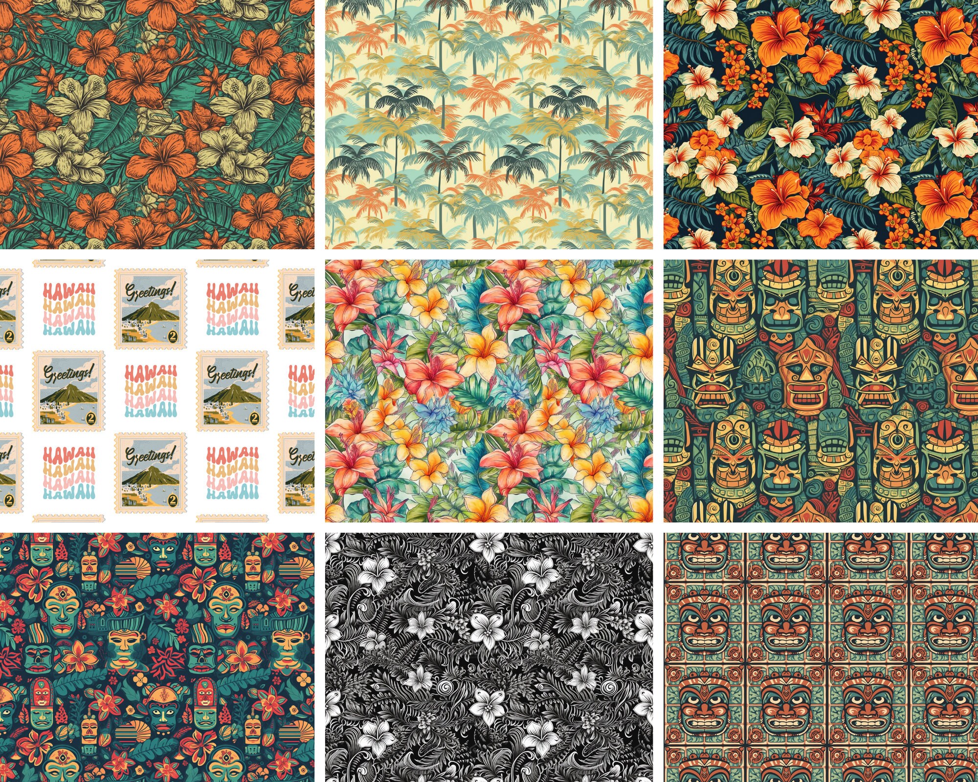 Aloha Patterns: Hawaiian Patterns Digital Paper – 25 Seamless Patterns ...
